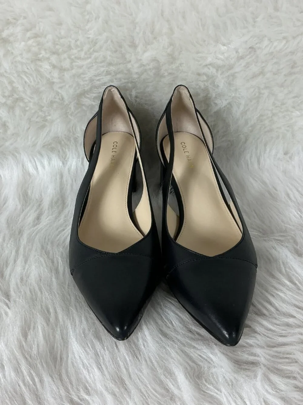 Cole Haan | Shoes | Cole Haan Caia Black Leather Pointed Toe Block Heel ...